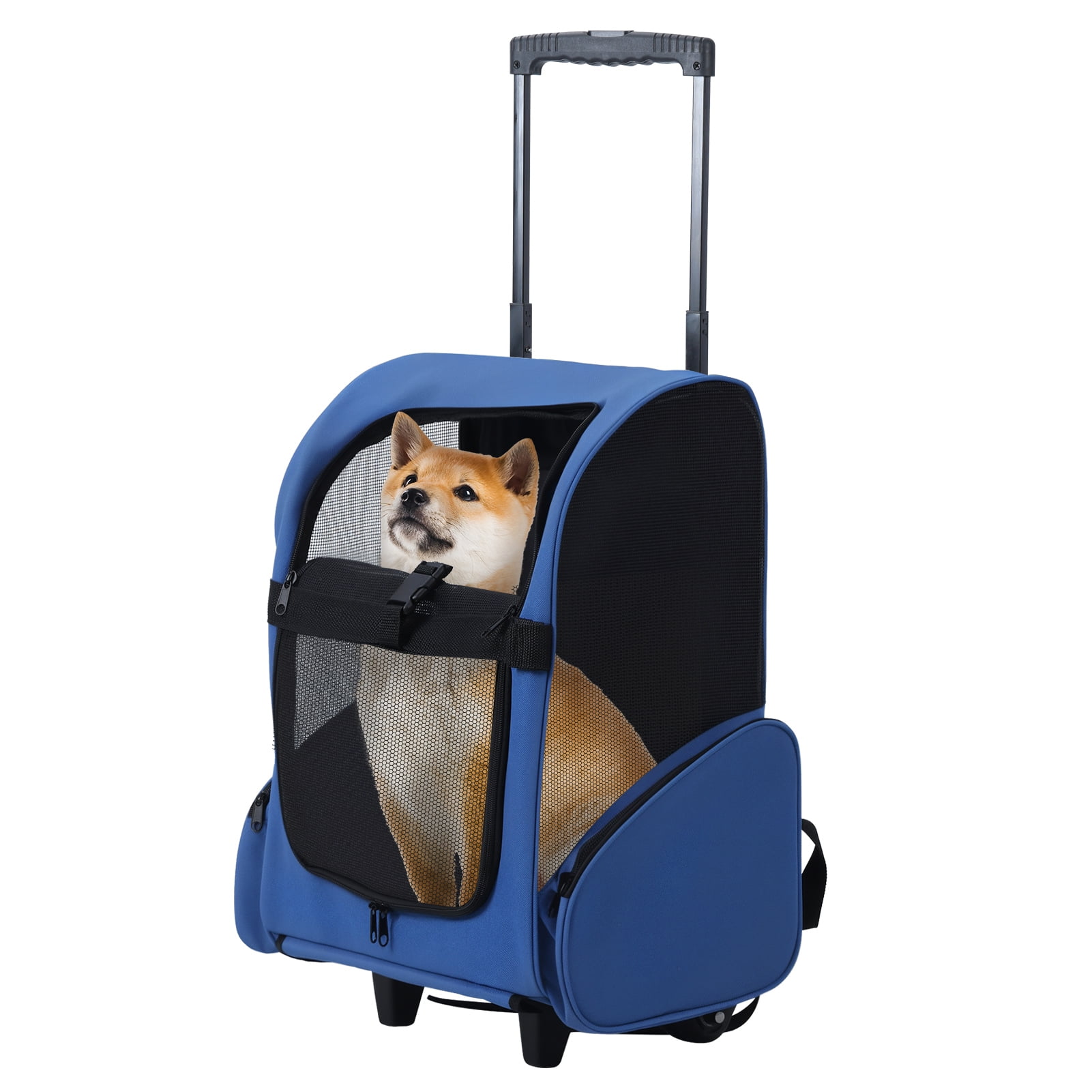 Rolling Pet Carrier, Pet Travel Backpack with Double Wheels ...