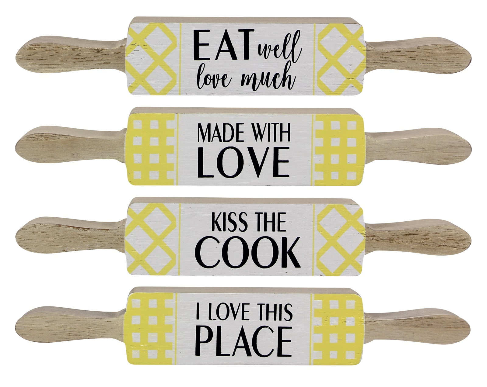 Rolling Pin Shaped Kitchen Table or Shelf Signs 10.25 Inches Set of 4 ...
