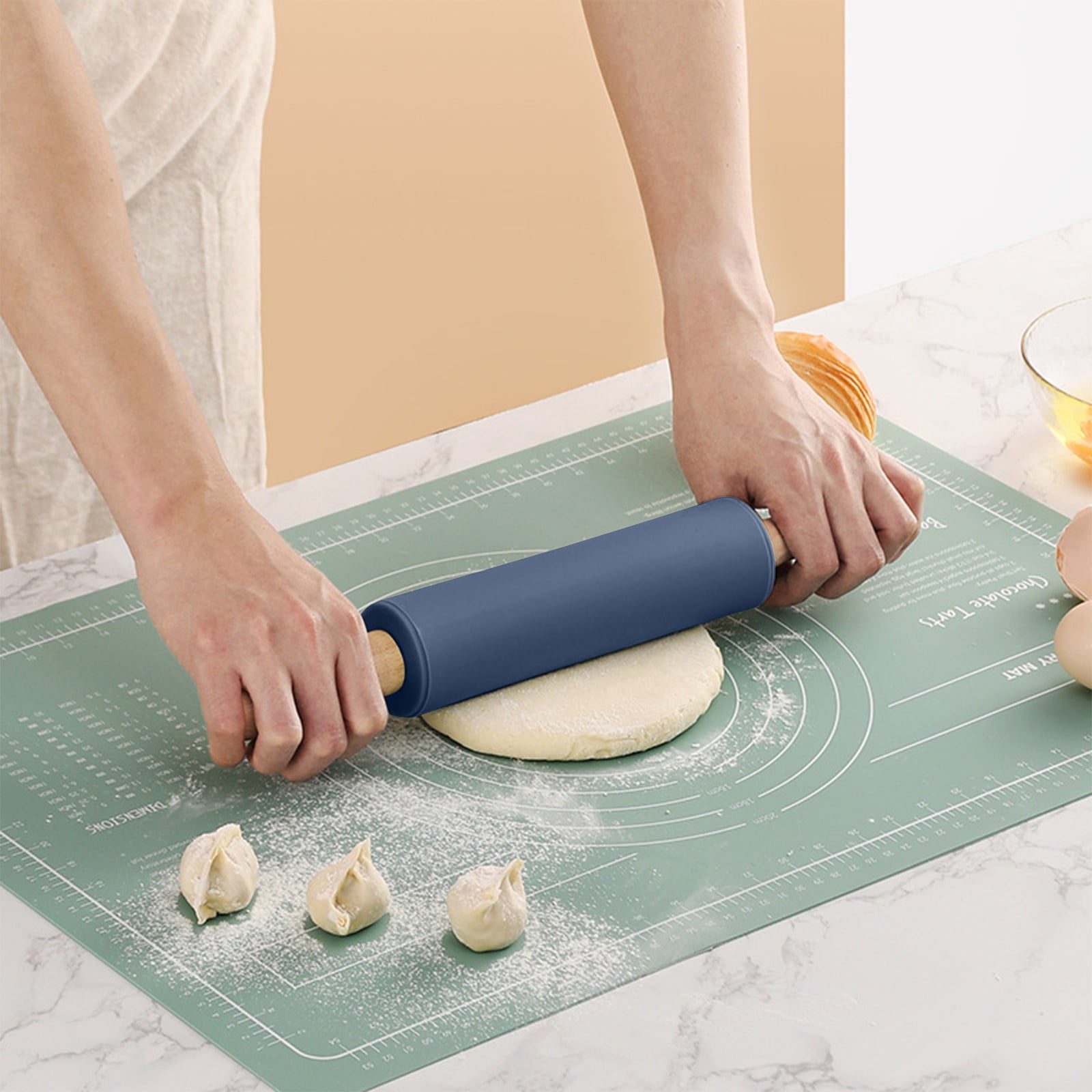 Rolling Pins Non-Stick Dough Roller with Handles Baking Rolling Pin for Pizza Fondant Crust ...