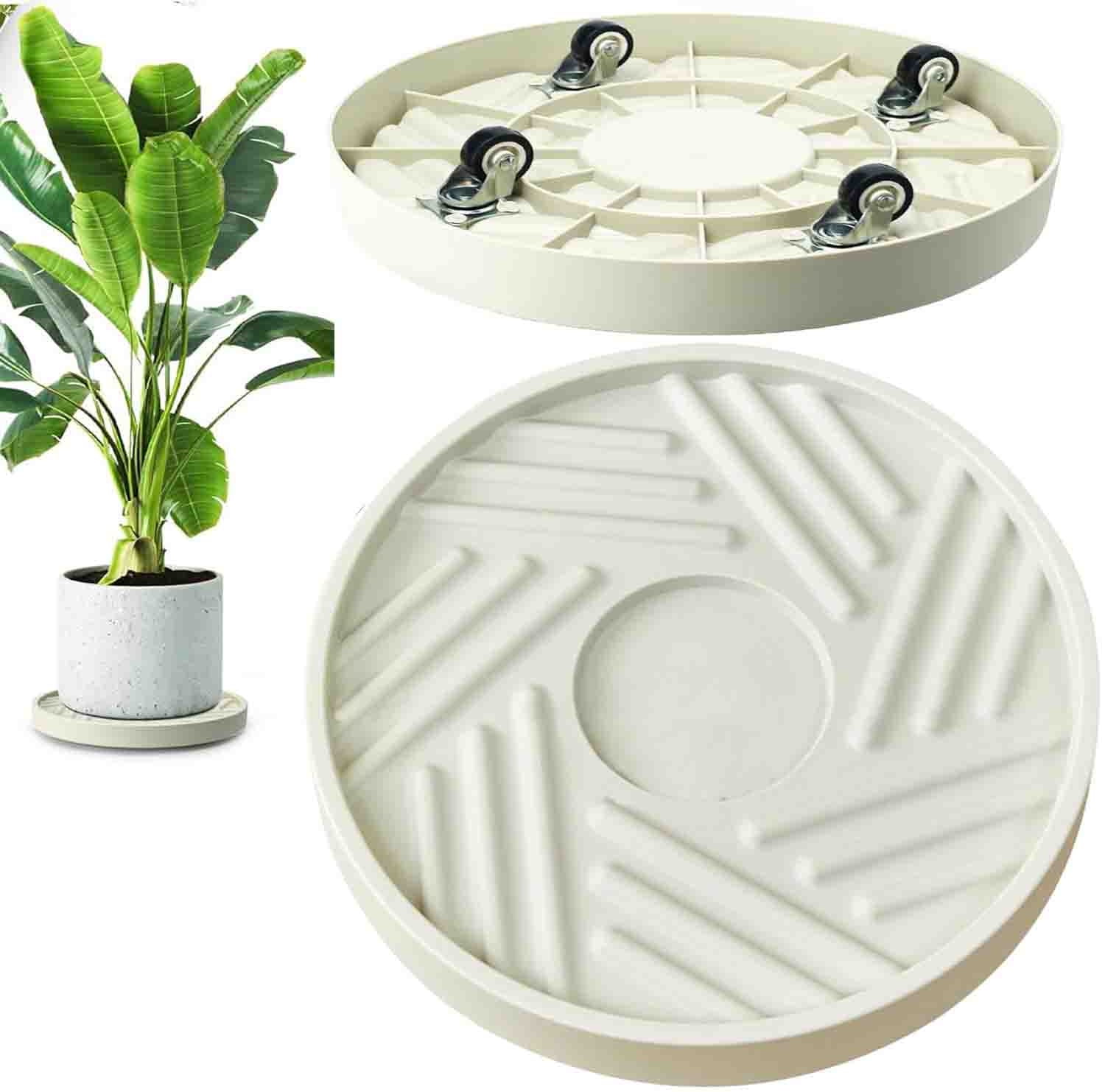 Rolling Plant Stand with Hidden Wheels,1 Pack 11.6" Heavy Duty Planter ...