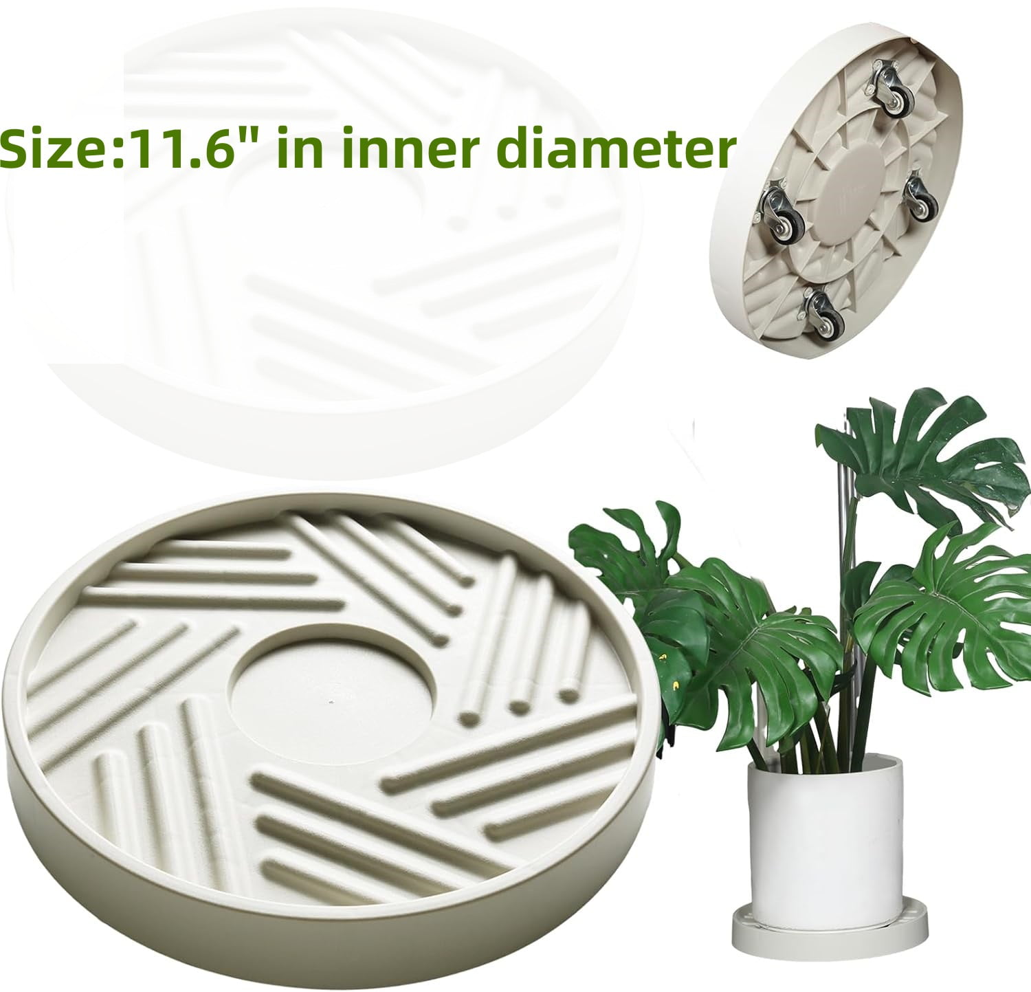 Rolling Plant Stand with Hidden Wheels 11.6''Trays for Plants, 360 ...