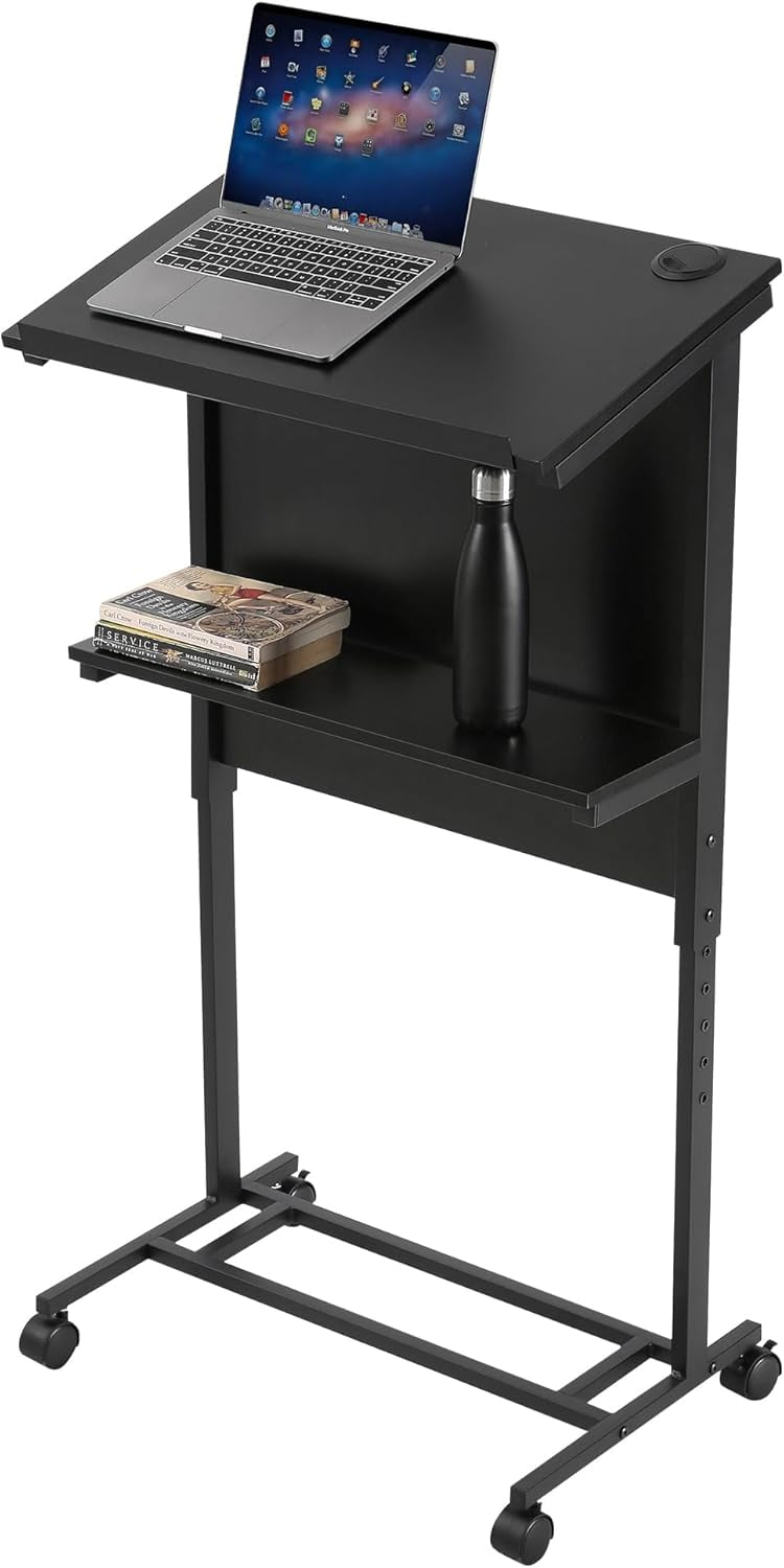 Rolling Podium, Portable Podium, Teacher Podium, 41”- 47” Adjustable ...