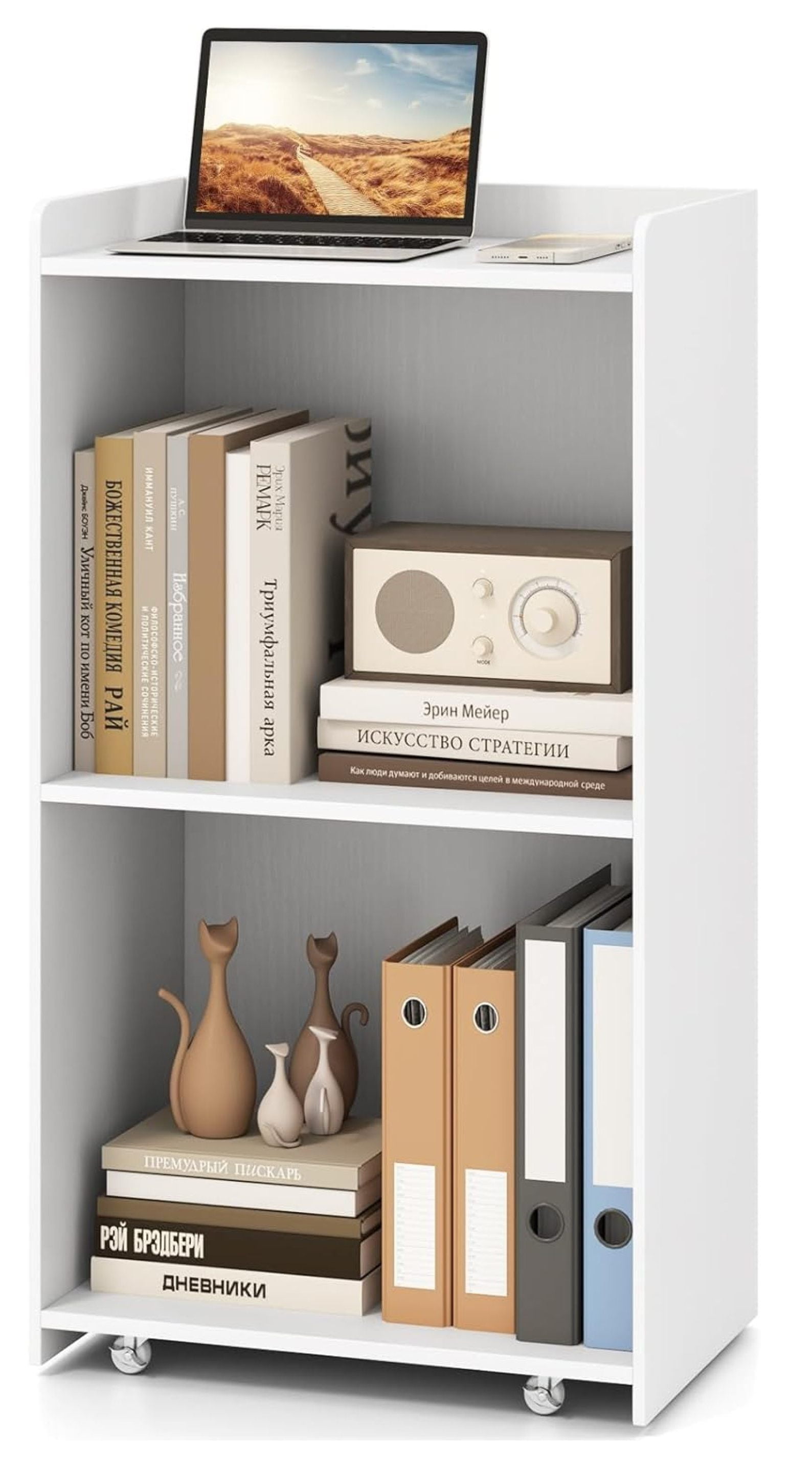 Rolling Podium Stand, Mobile Lectern Stand with 2 Shelves & Lockable ...