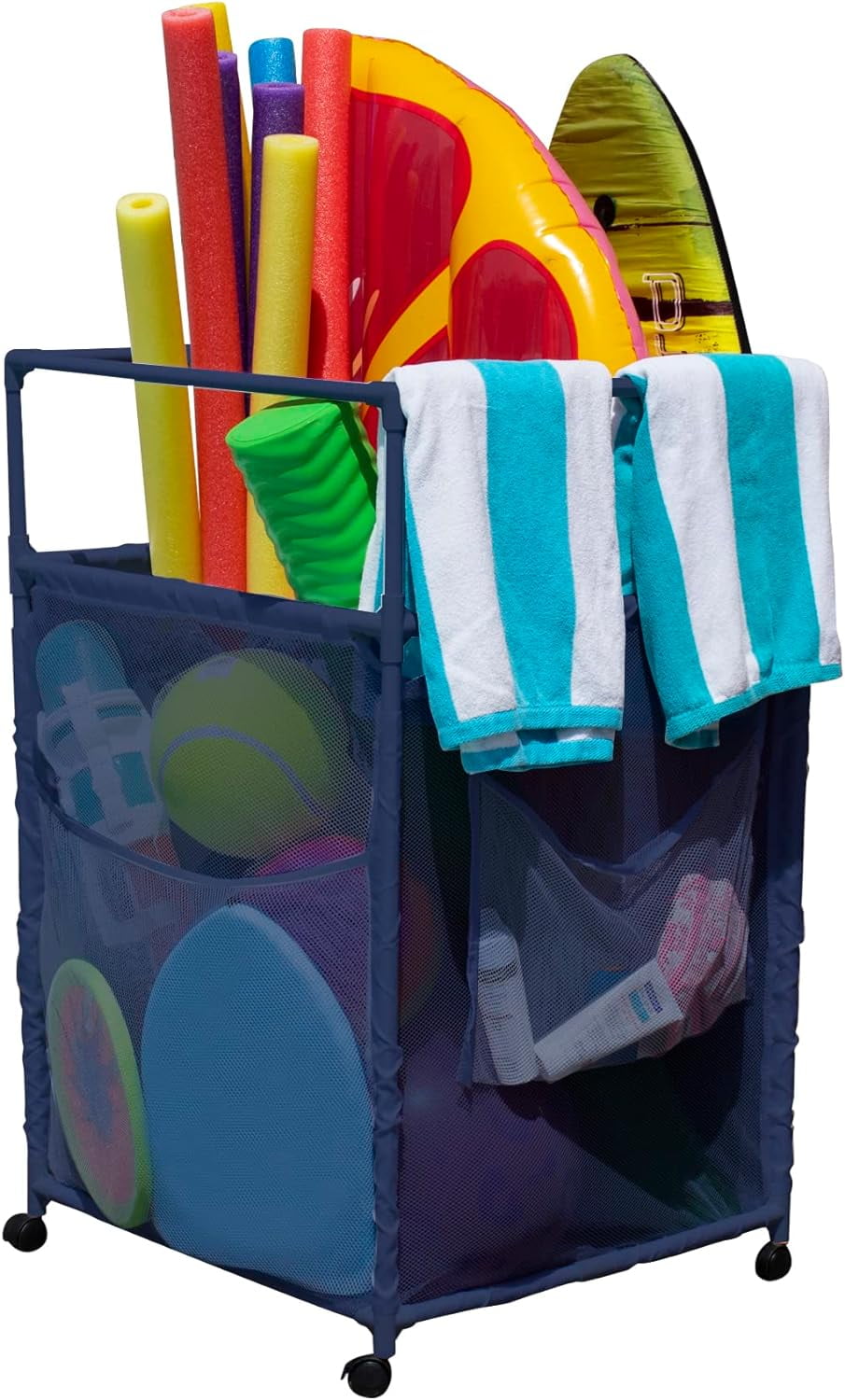 Rolling Pool Noodle Storage Organizer Bin, Standard Noodle Holder, (25. ...