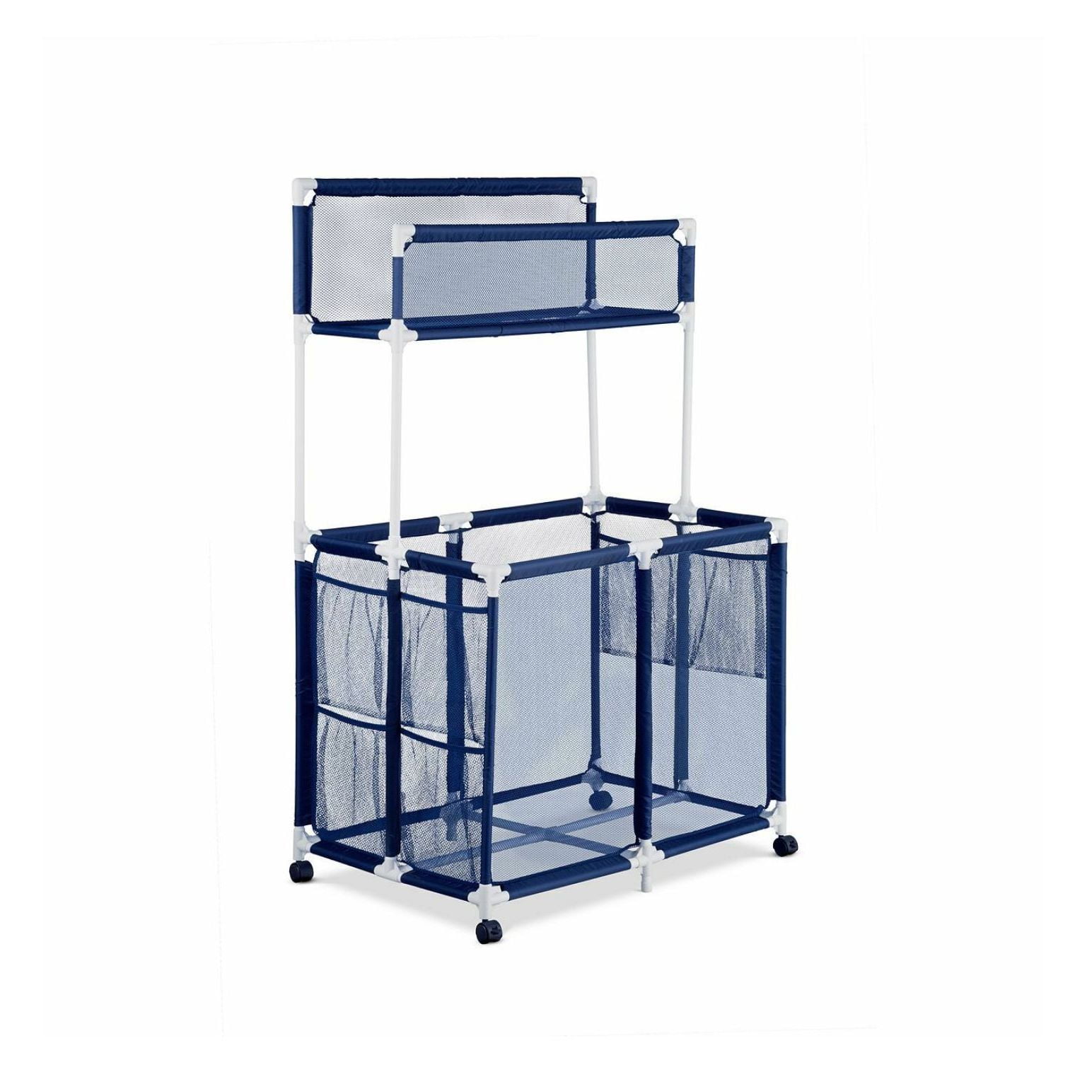 Rolling Pool Toy Storage Cart Mesh Bins with Side Pockets Swimming Pool ...