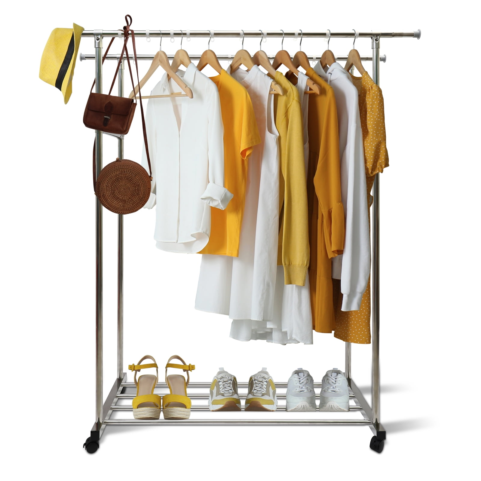 Baokaler Clothes Rack Heavy Duty Clothing Rack with Shelf, Stainless ...