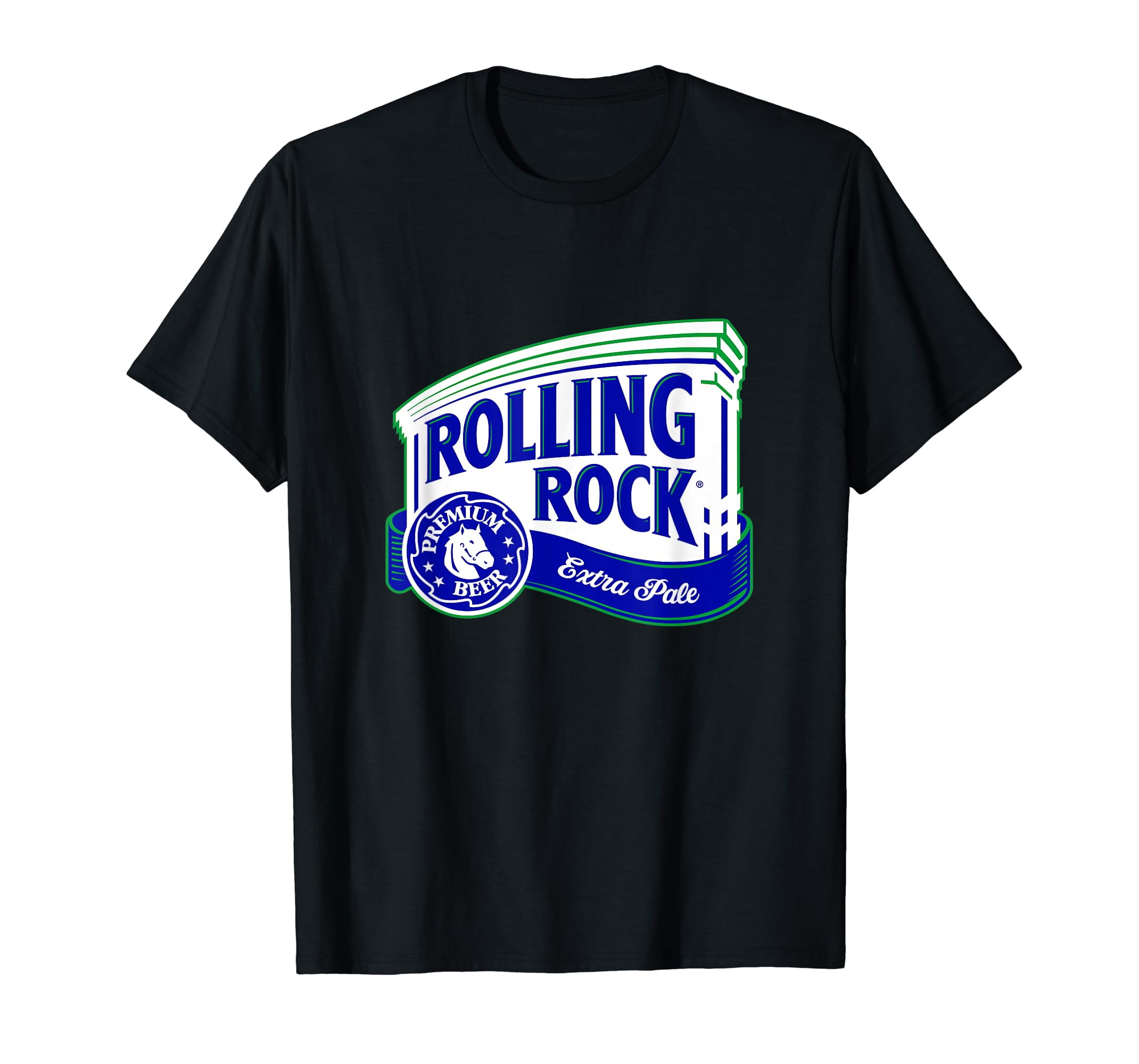 Rolling Rock Logo T-Shirt Men's Classic Beer Graphic Tee Vintage Brew ...