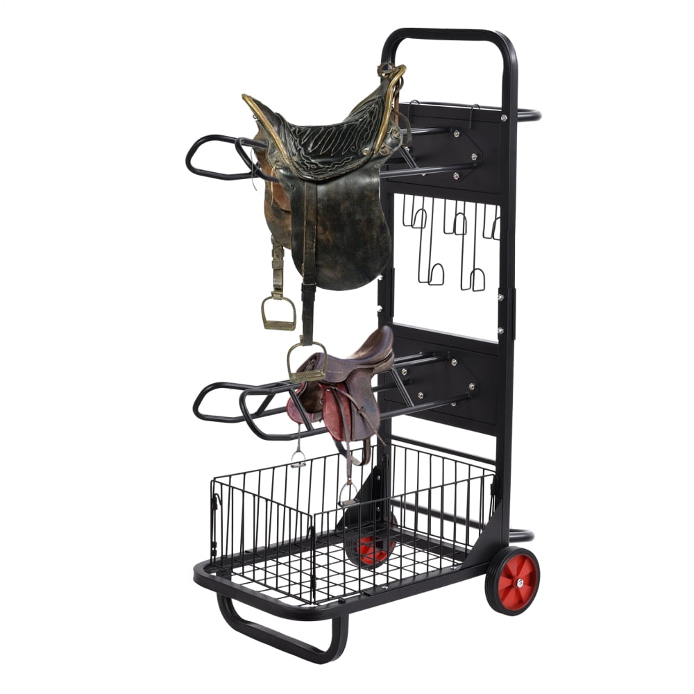 Rolling Saddle Rack Portable Saddle Stand with Wheels Heavy Duty Horse ...