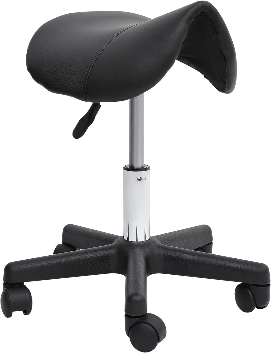 Rolling Saddle Stool, Swivel Salon Chair, Ergonomic Faux Leather Stool ...