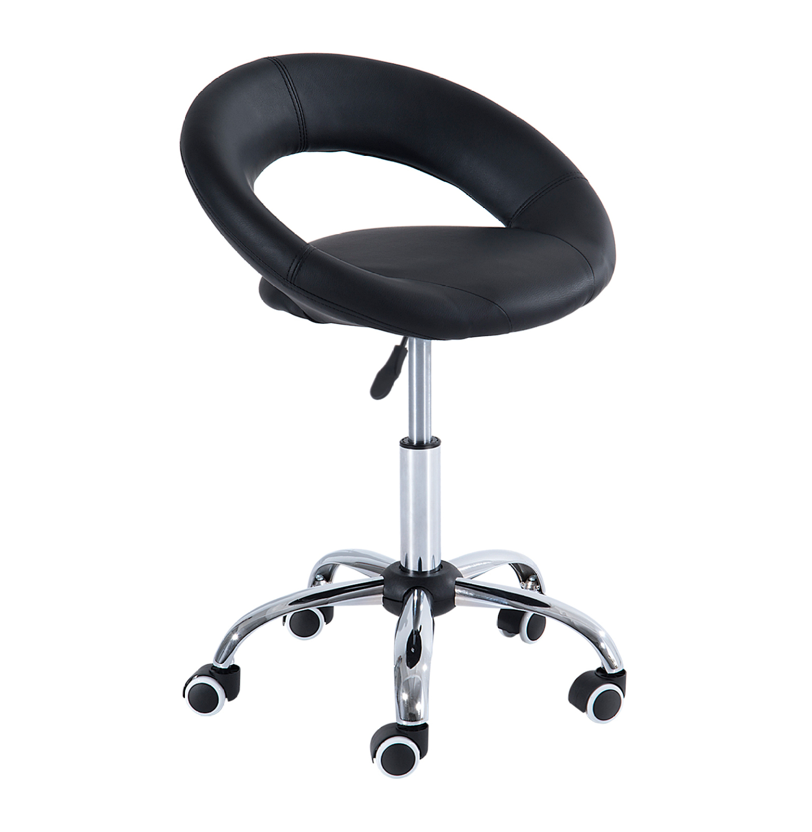 Rolling Salon Stool with Adjustable Height, Black - Hydraulic Lift ...