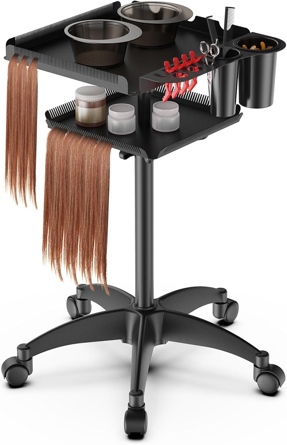 Rolling Salon Tray on Wheels with Braiding Hair Platform, Metal Salon ...
