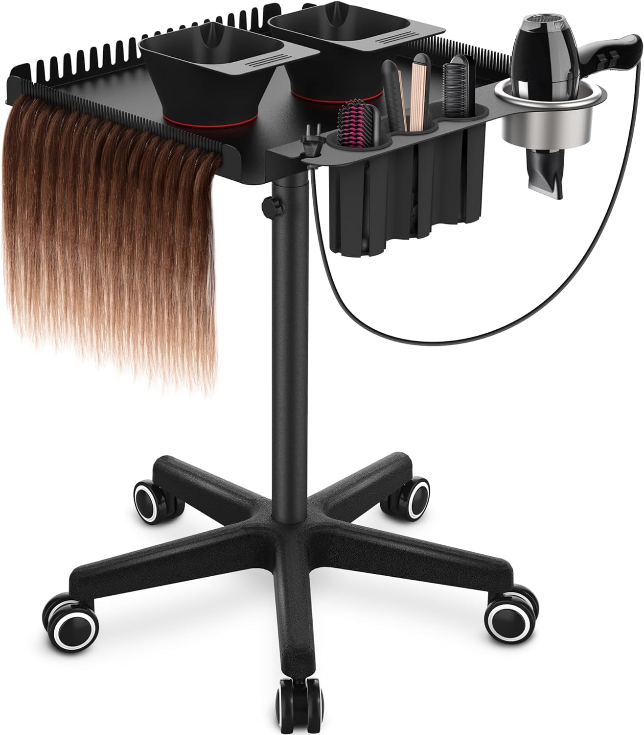 Rolling Salon Tray on Wheels, Metal Hairstylist Tray Rolling Cart for ...