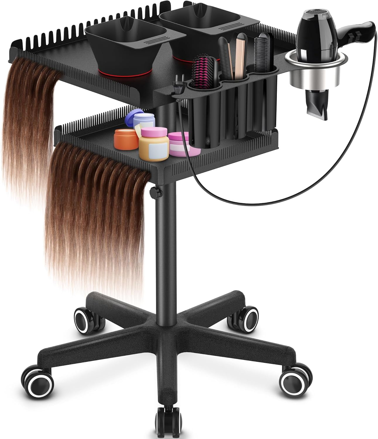 Rolling Salon Tray on Wheels, Metal Hairstylist Tray Rolling Cart for ...