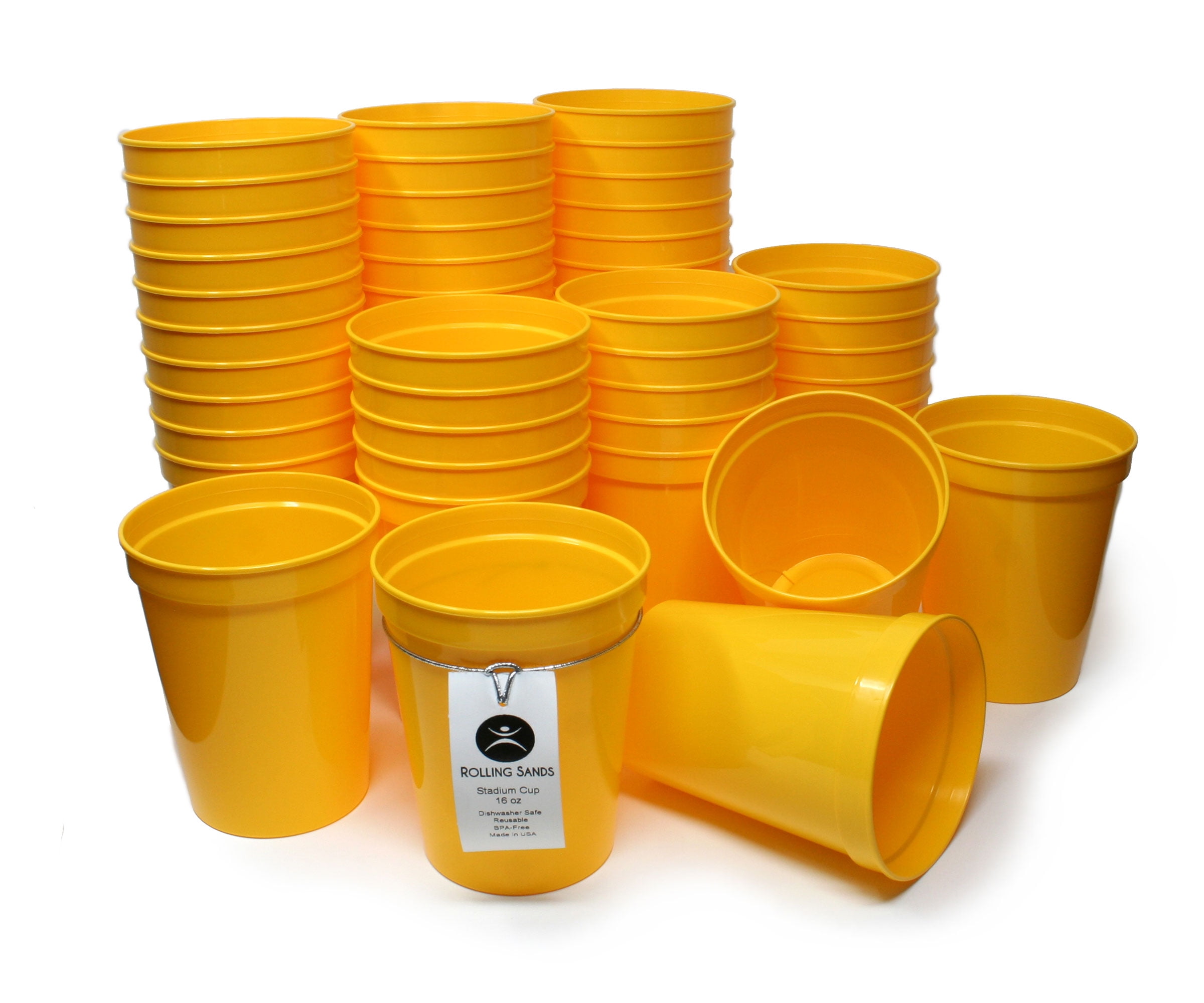 Rolling Sands 16 oz Reusable Plastic Cups, 50 Pack, USA Made, BPA Free ...