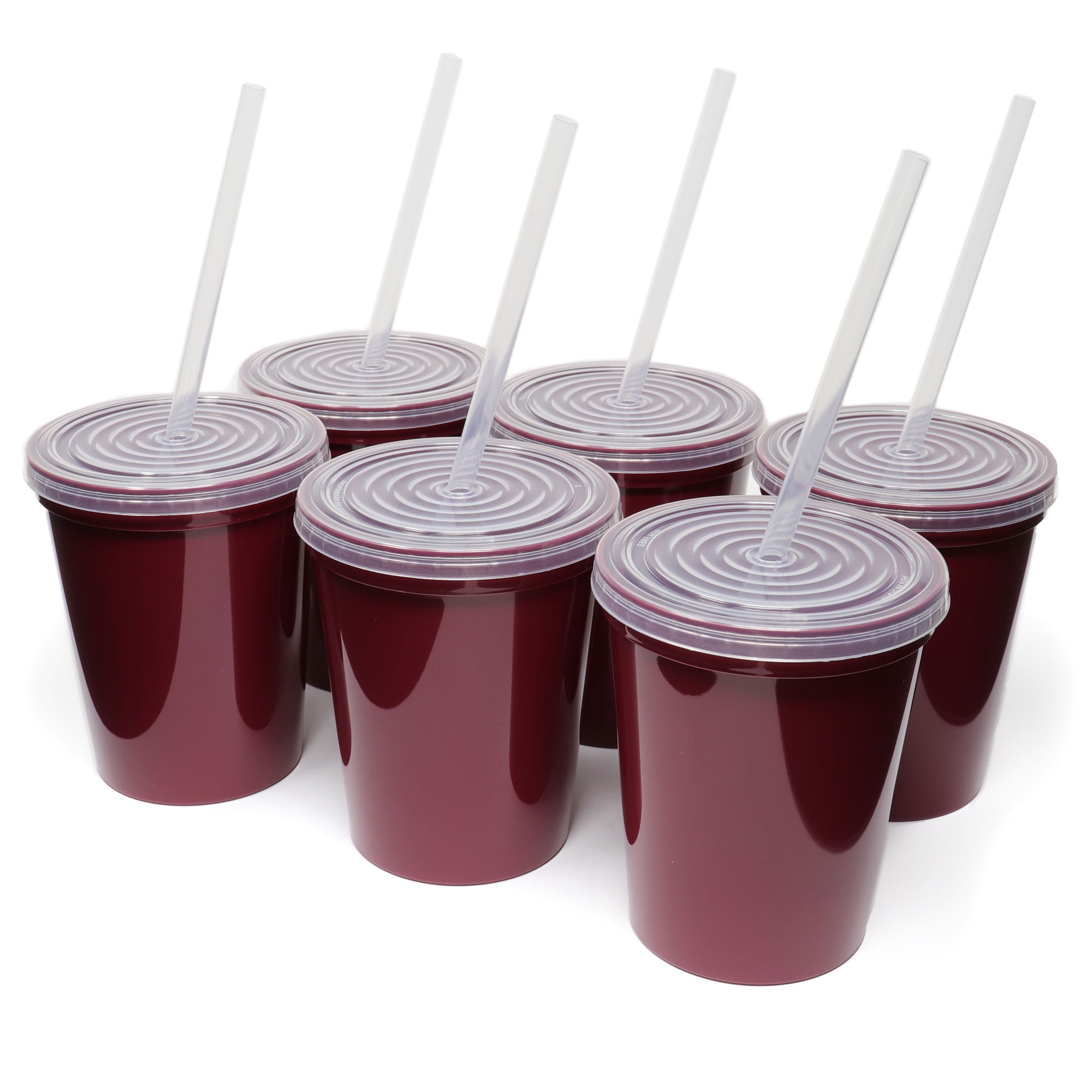 Rolling Sands 16oz Reusable Plastic Cups with Lids, 6 Pack, USA Made ...
