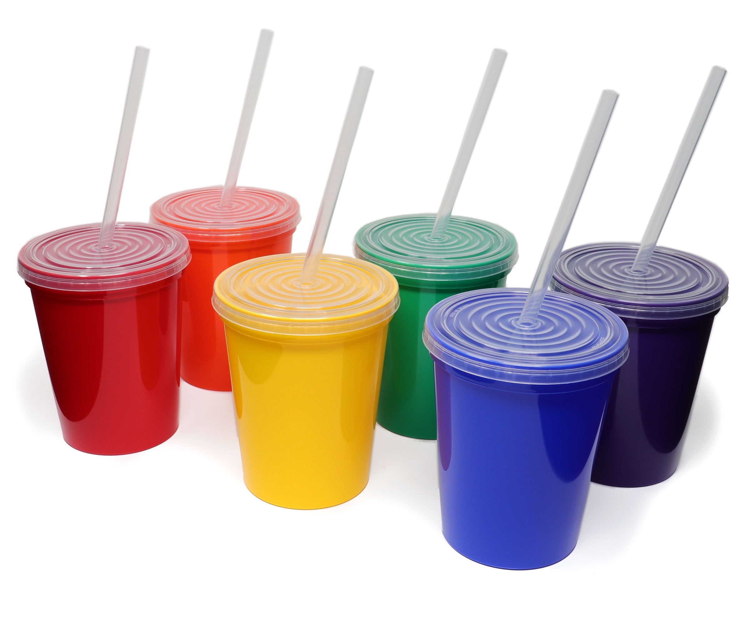 Rolling Sands 16oz Reusable Plastic Cups with Lids, 6 Pack, USA Made ...