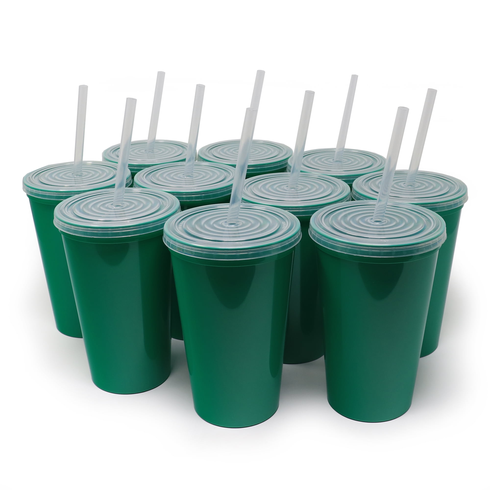 Rolling Sands 22 oz Reusable Plastic Cups with Lids, 10 Pack, USA Made ...