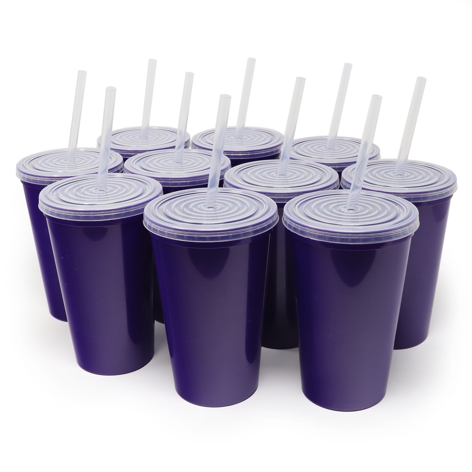Rolling Sands 22 oz Reusable Set, Plastic Cups with Lids, 10 Pack, USA ...