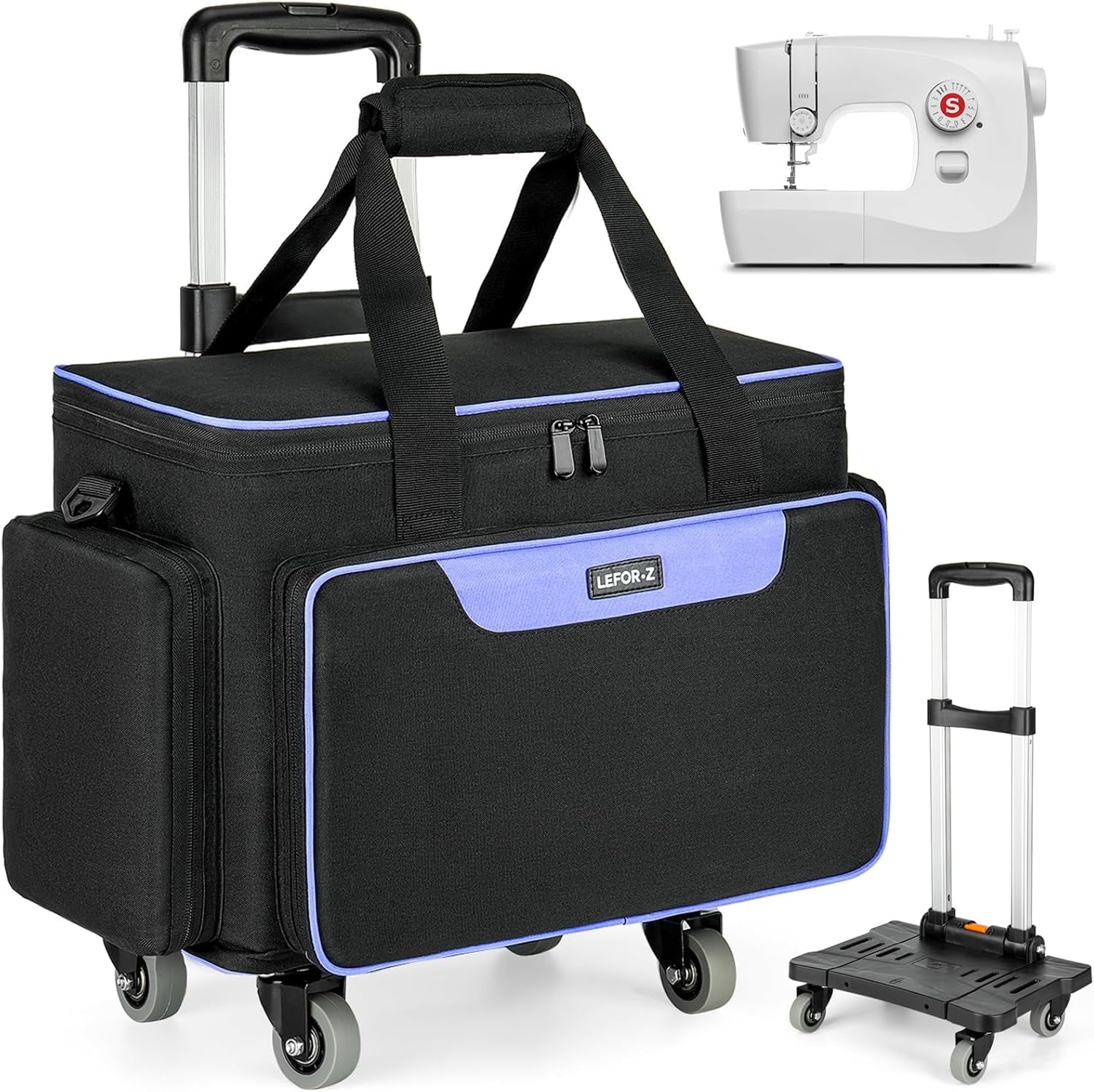 Rolling Sewing Machine Case with 4 Wheels, Sewing Machine Carrying Bag ...