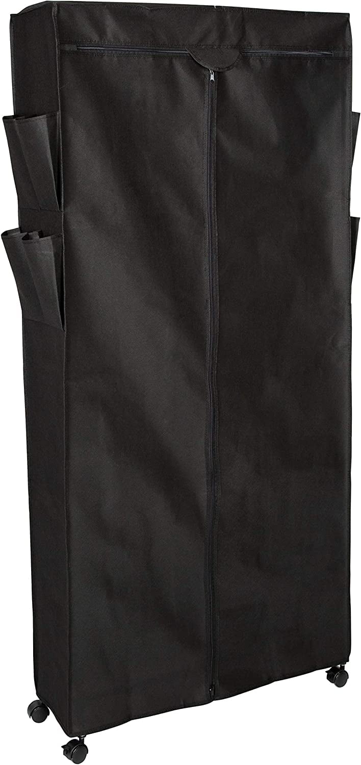 Rolling Shoe Rack and Shoe Rack Cover - Up to 30 Pairs of Shoes, Black ...