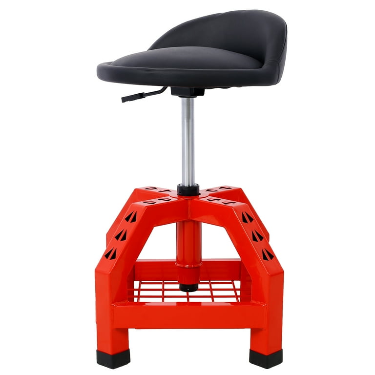 Rolling Shop Stool for Garage with Casters Shop Stool Height Adjustable Garage Stool 360 Swivel Shop Seat with Tool Tray Storage 300 LBS Capacity