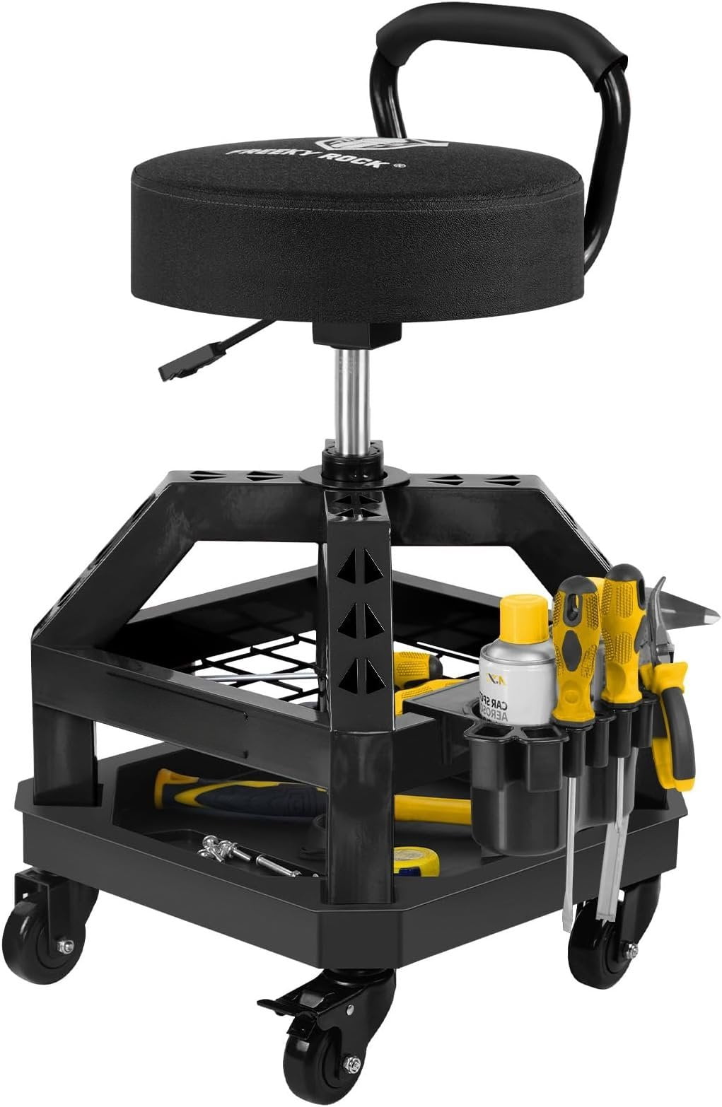 Rolling Shop Stool with Wheels, Garage Work Mechanic Stool with ...