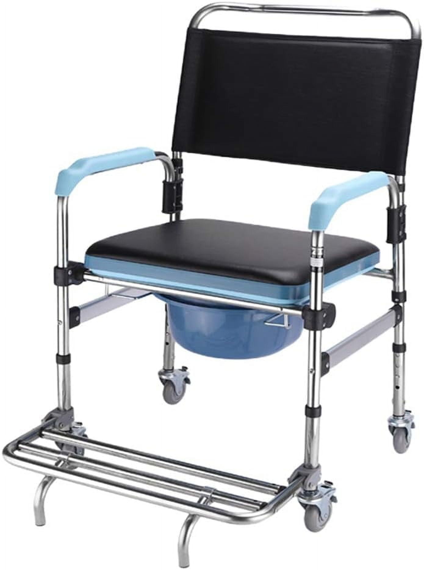 Rolling Shower and Toilet Transport Chair with Wheels and Padded Seat ...
