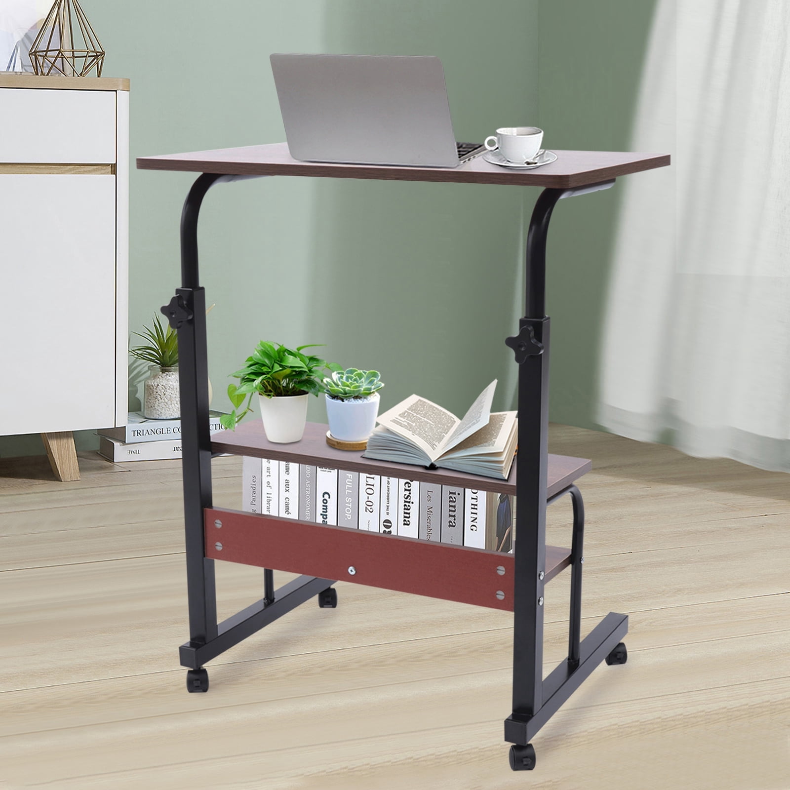Rolling Side Table Coffee Laptop Desk Book Cart 20KG Load bearing ...