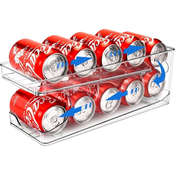 Rolling Soda Can Organizer for Refrigerator Can Dispenser for Beer Soda ...