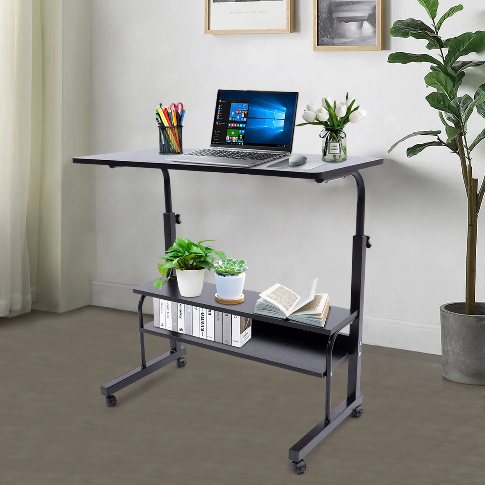 Rolling Sofa Side Table Coffee/Snack Laptop Stand Mobile End Desk With ...