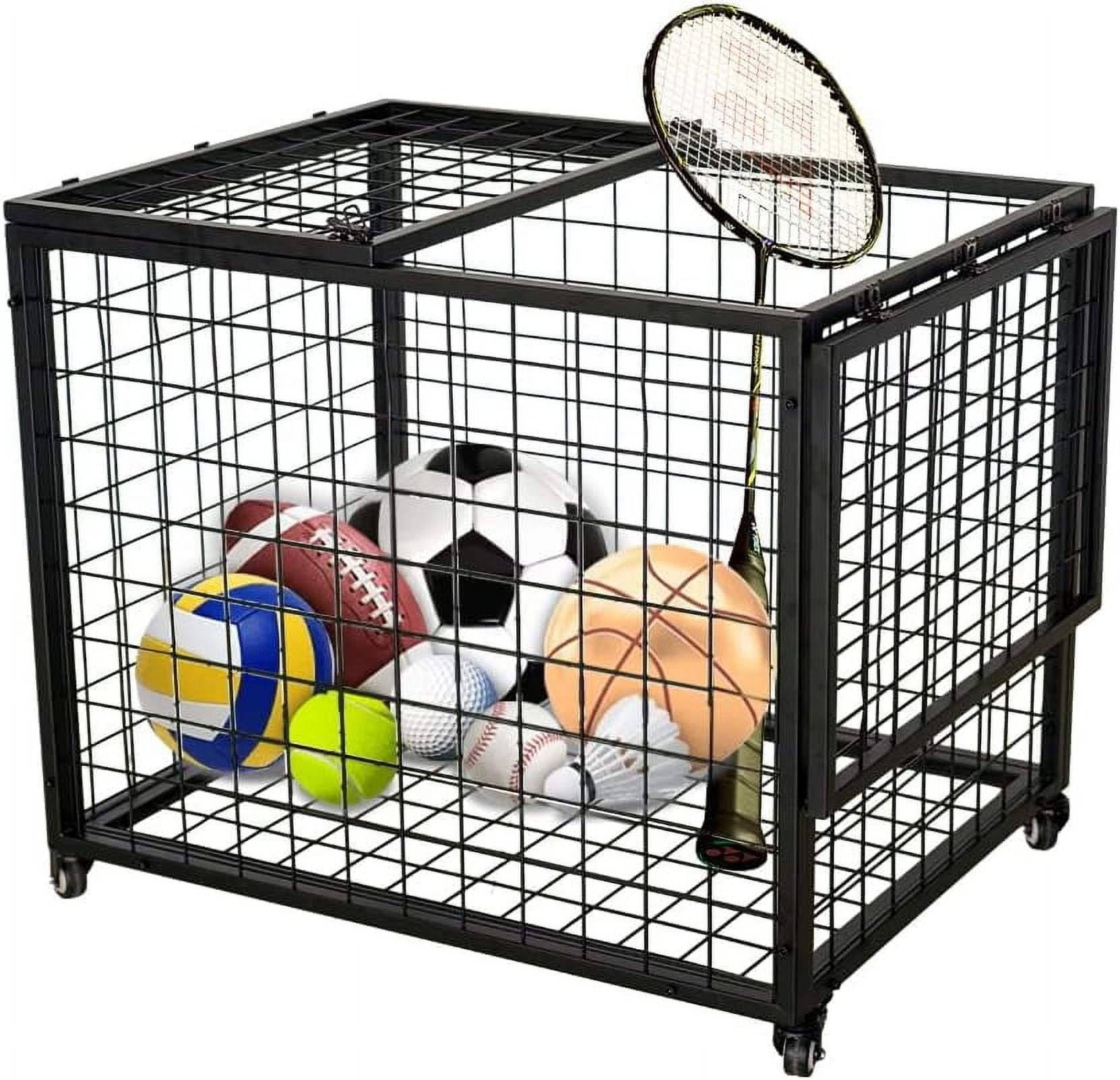 Rolling Sports Ball Storage Cart, Multi Large Sports Equipment ...
