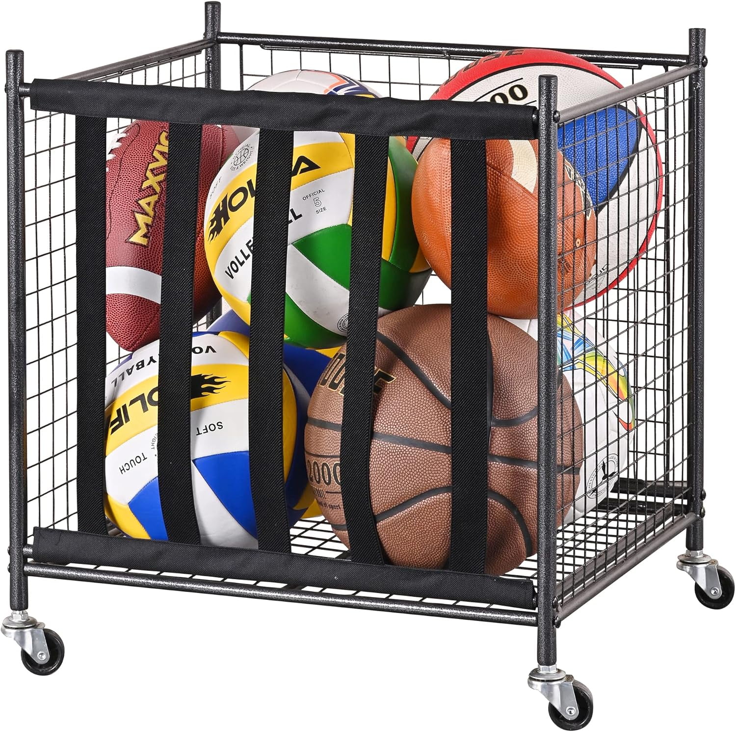 Rolling Sports Ball Storage Cart, Sports Lockable Ball Storage Locker ...