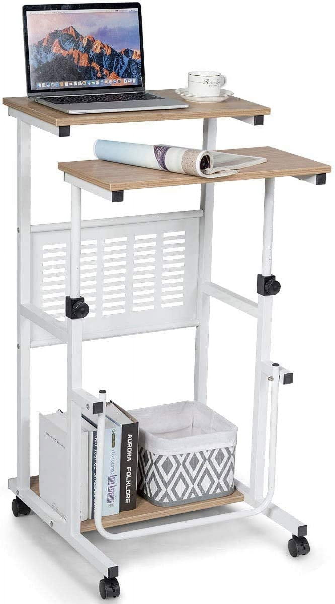 Rolling Standing Desk Stand Up Desk, Height Adjustable Home Office Desk ...