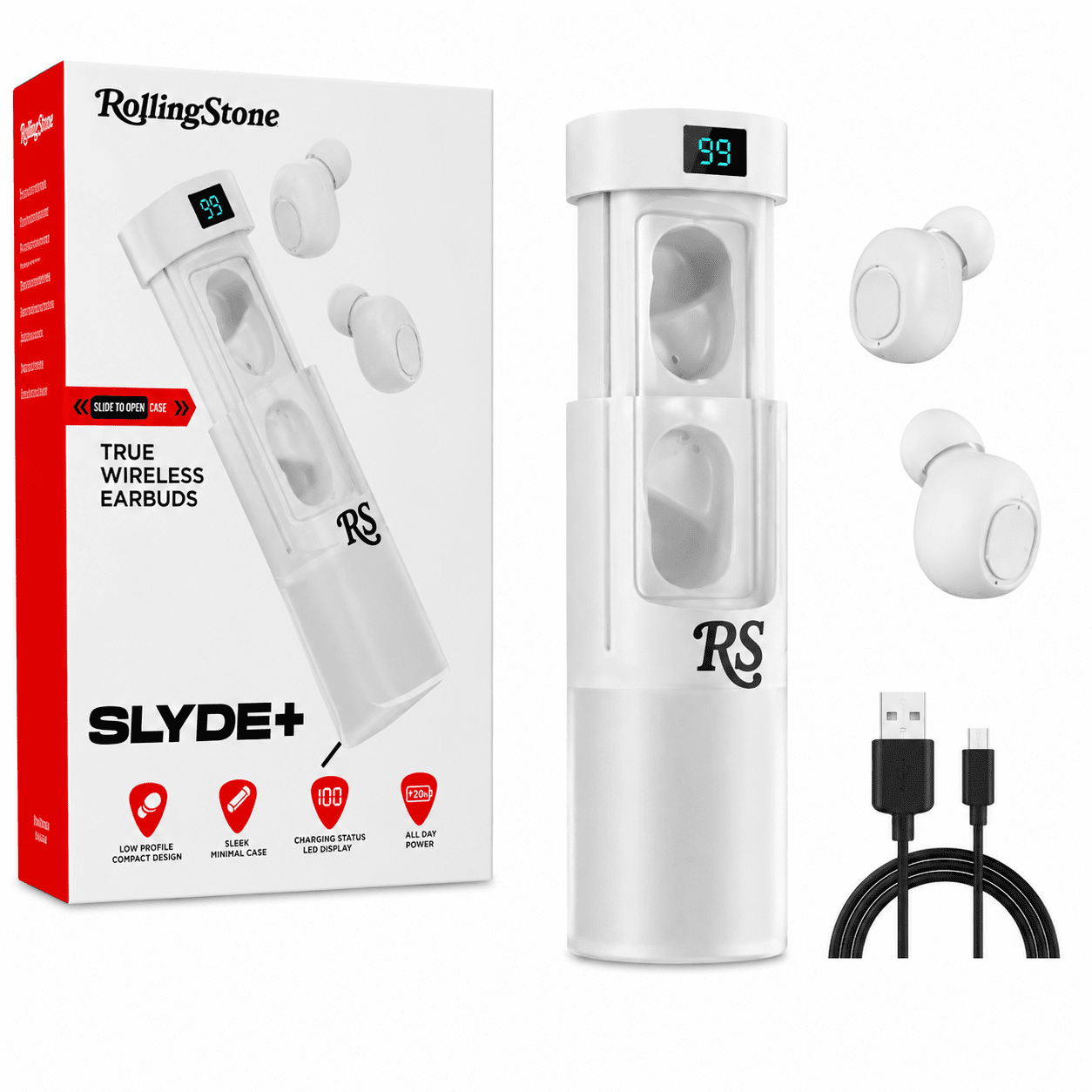Rolling Stone SLYDE+ True Wireless Earbuds with Sliding Charging Case ...
