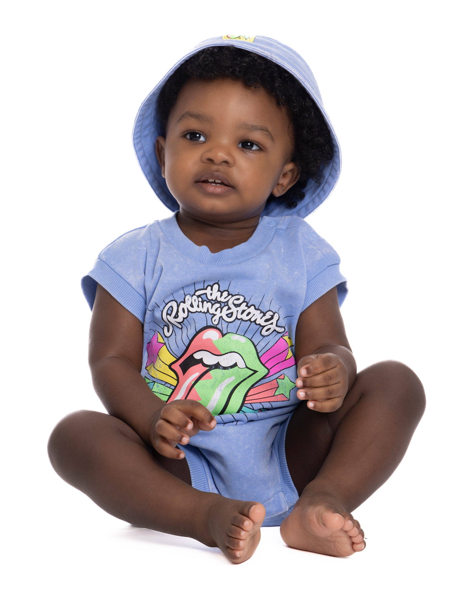 Rolling Stones Baby Girls Graphic Romper and Bucket Hat Set, 2-Piece ...