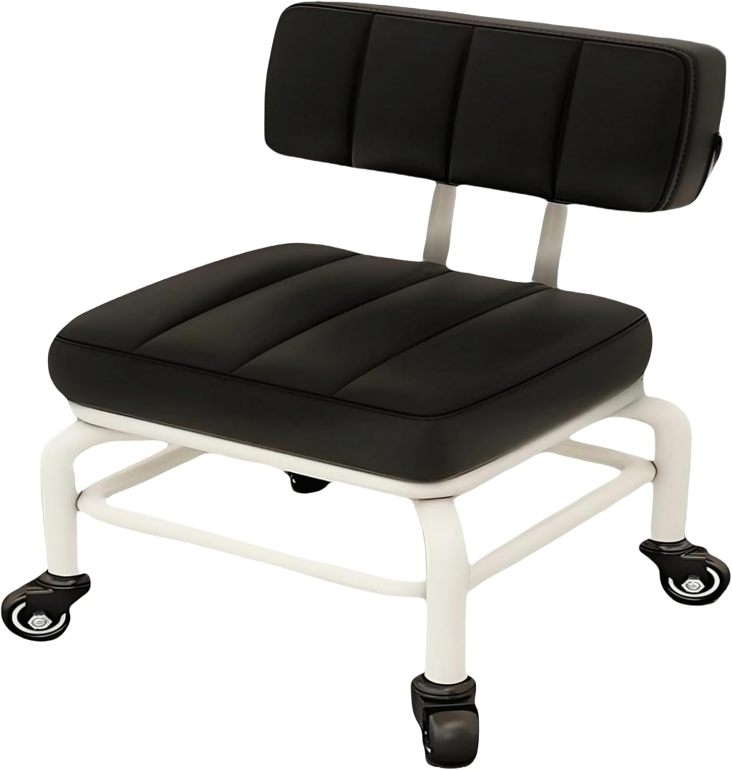 Rolling Stool with Back Support Foot Stool Rolling Chair Step Stool ...