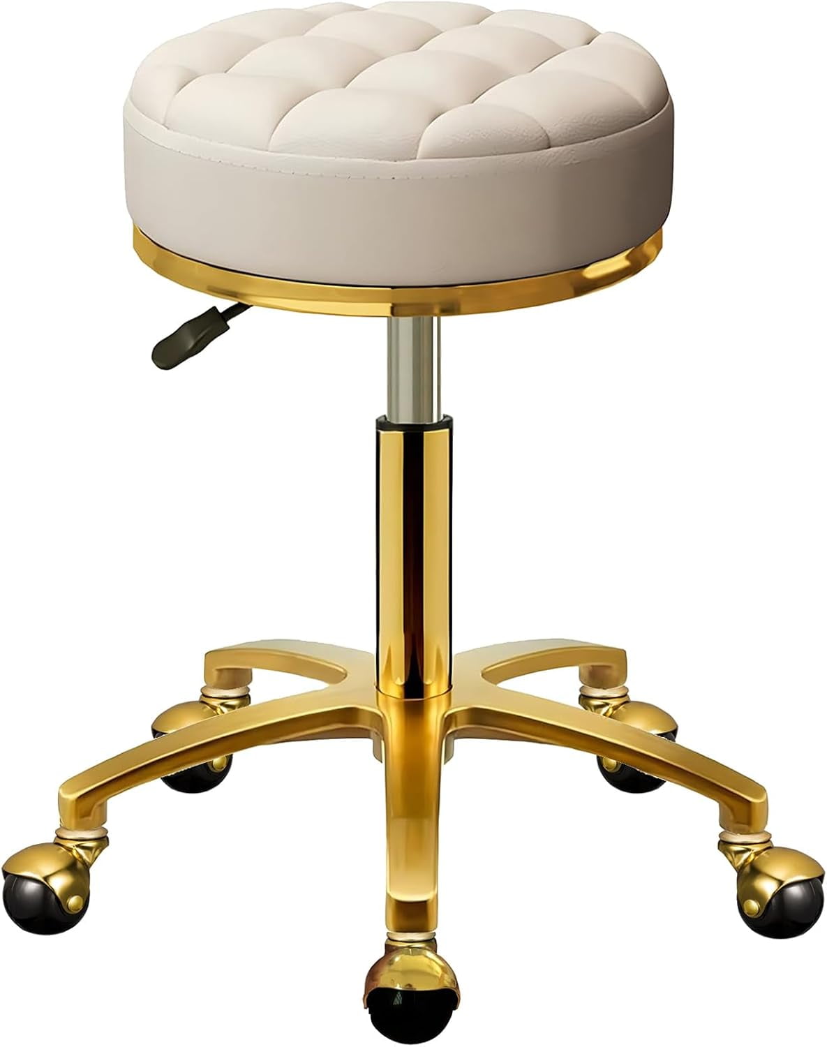 Rolling Stool Gold Vanity Stool with Wheels, Pedicure Massage Roller ...