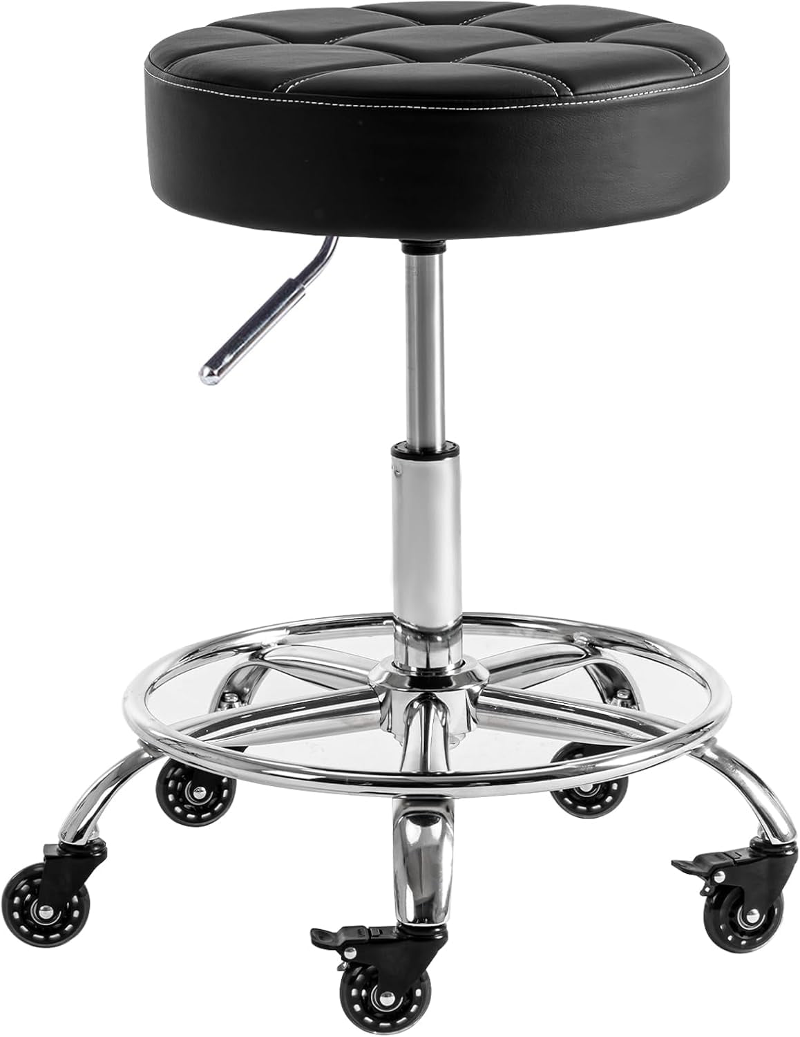 Rolling Stool with Locking Rubber Wheels & Adjustable Height - Heavy ...