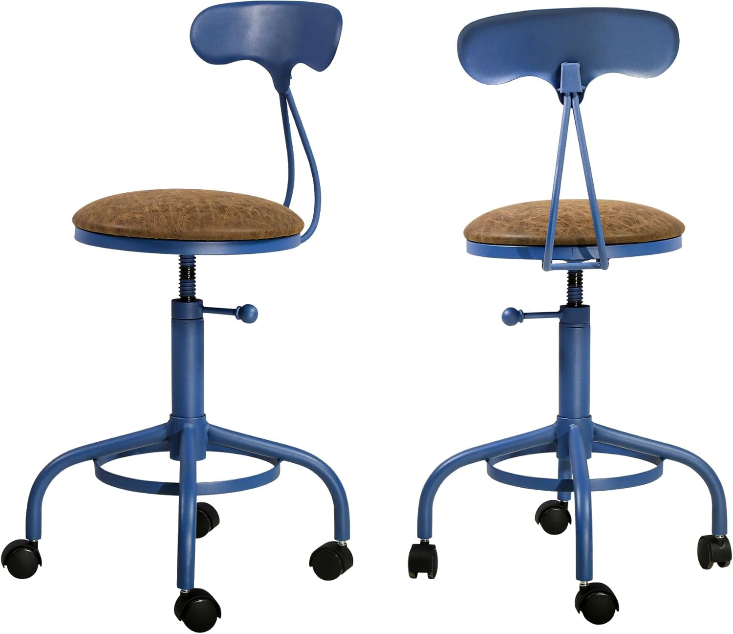 Rolling Stool with Wheels & Backrest, 21"-25" Counter Height Adjustable ...