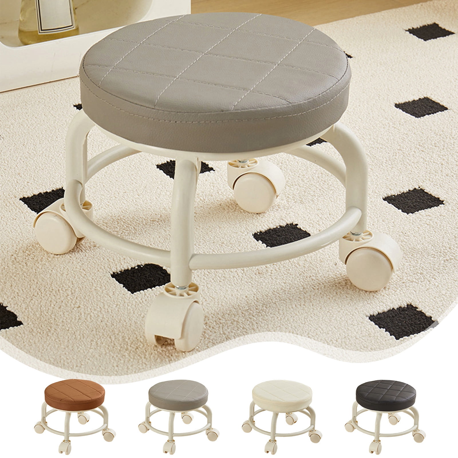 Rolling Stool with Wheels, Small Low Profile Rolling Seat, 360 Degree ...