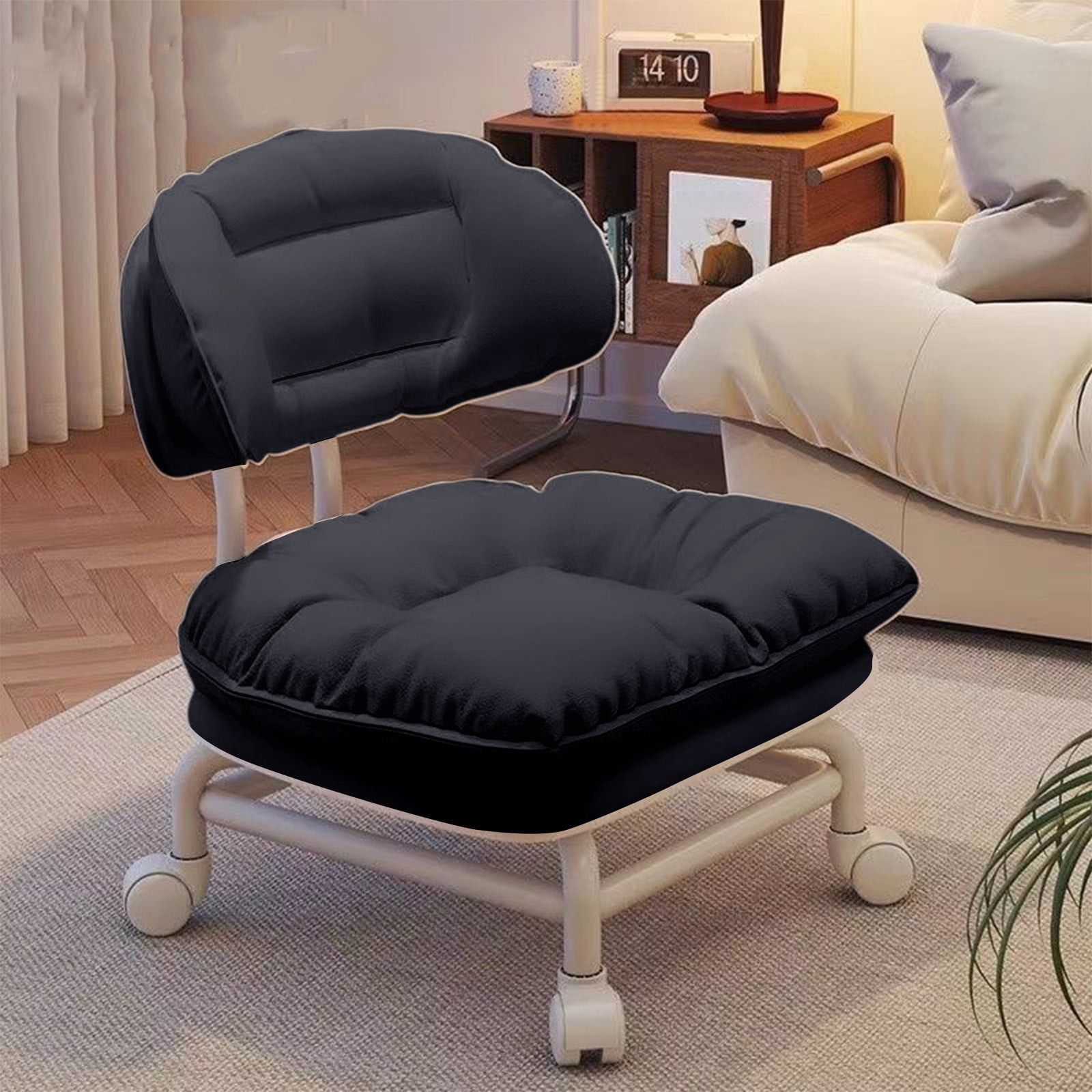 Rolling Stool with Back Rest,Backrest Chair with Wheels,Universal Round ...