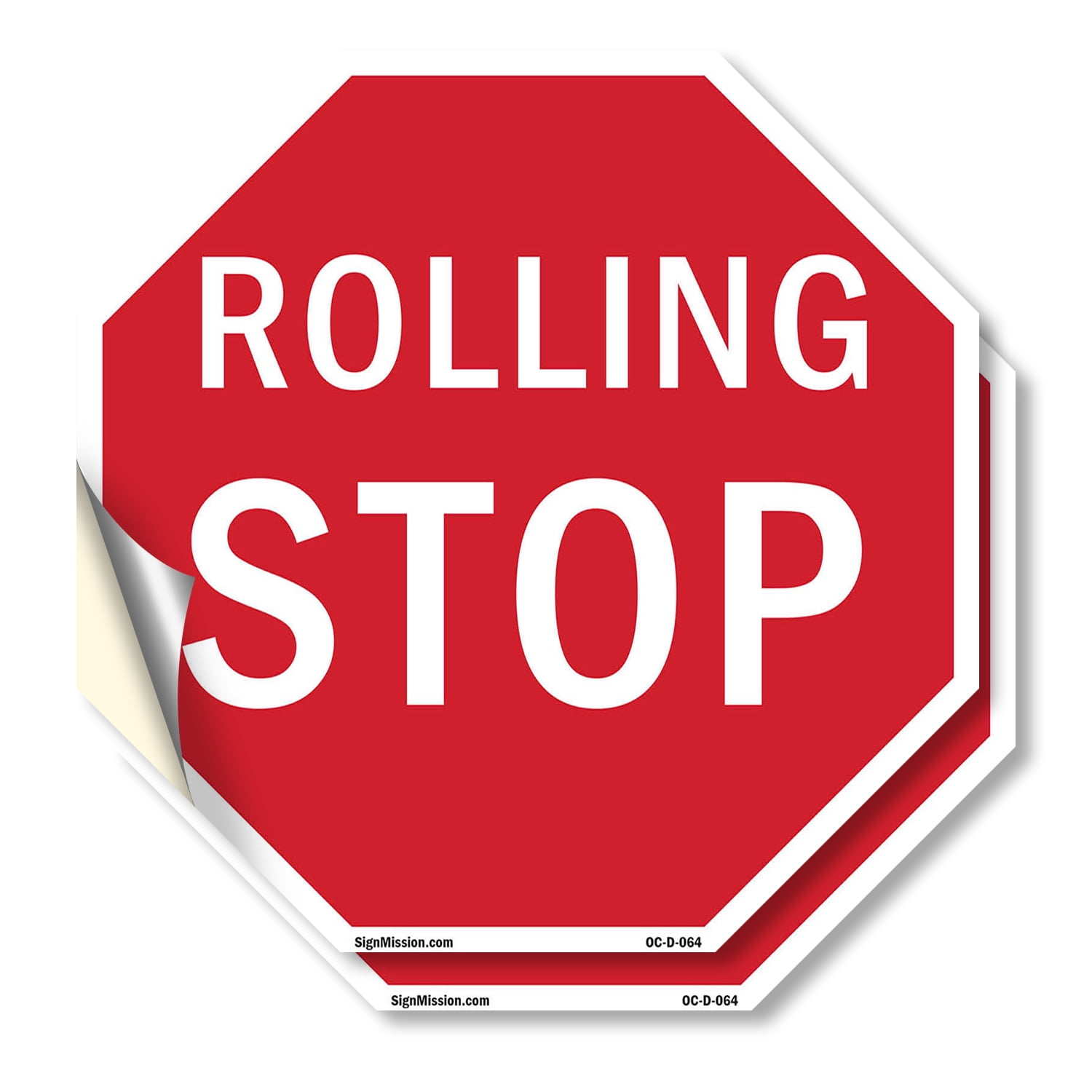 Rolling Stop (2 Pack) 4 inch X 4 inch Octagon Vinyl Label Decal Sticker ...