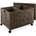 Rolling Storage Basket Cart with Lid and Locking Wheels, Espresso ...