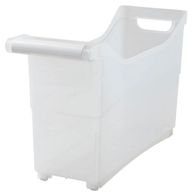 Roller Container: White Handled Rolling Storage Bin for Cabinet ...