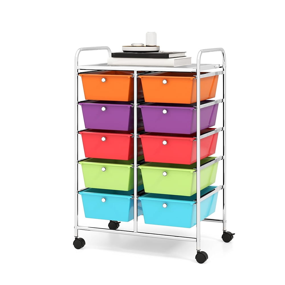 Rolling Storage Cart with 10 Drawers, Craft Storage Cart with Lockable ...