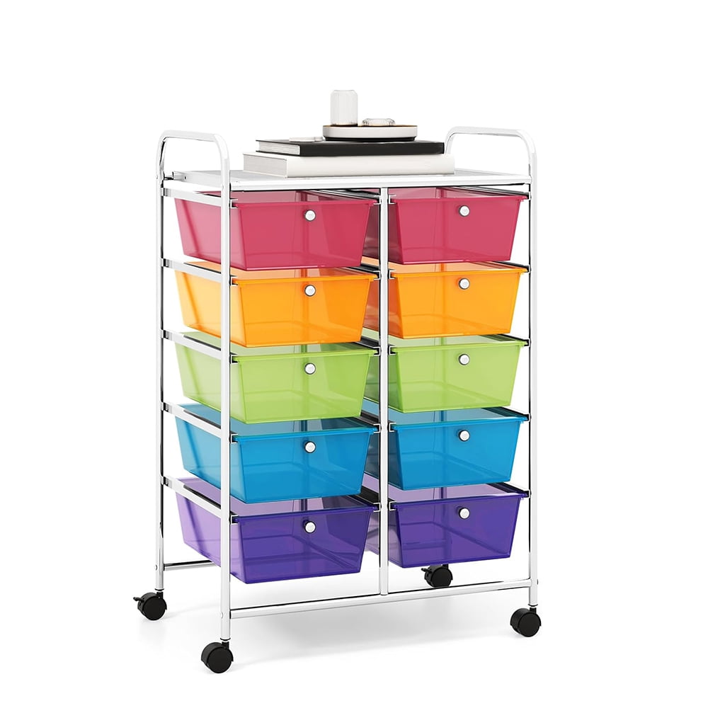 Rolling Storage Cart with 10 Drawers, Craft Storage Cart with Lockable ...