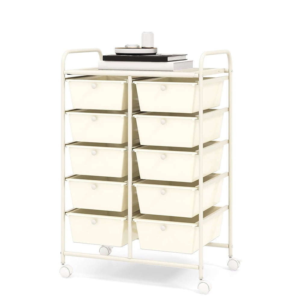 Rolling Storage Cart with 10 Drawers, Craft Storage Cart with Lockable ...