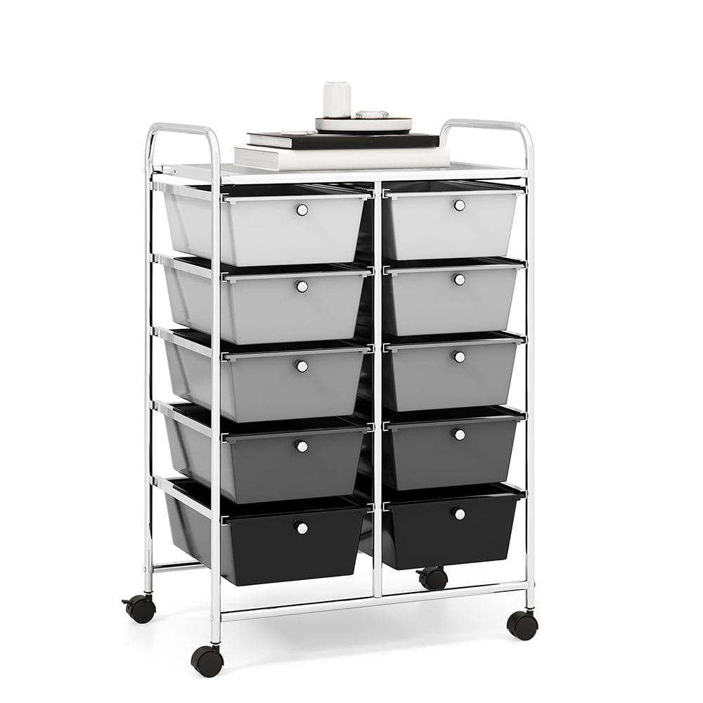 Rolling Storage Cart with 10 Drawers, Craft Storage Cart with Lockable ...