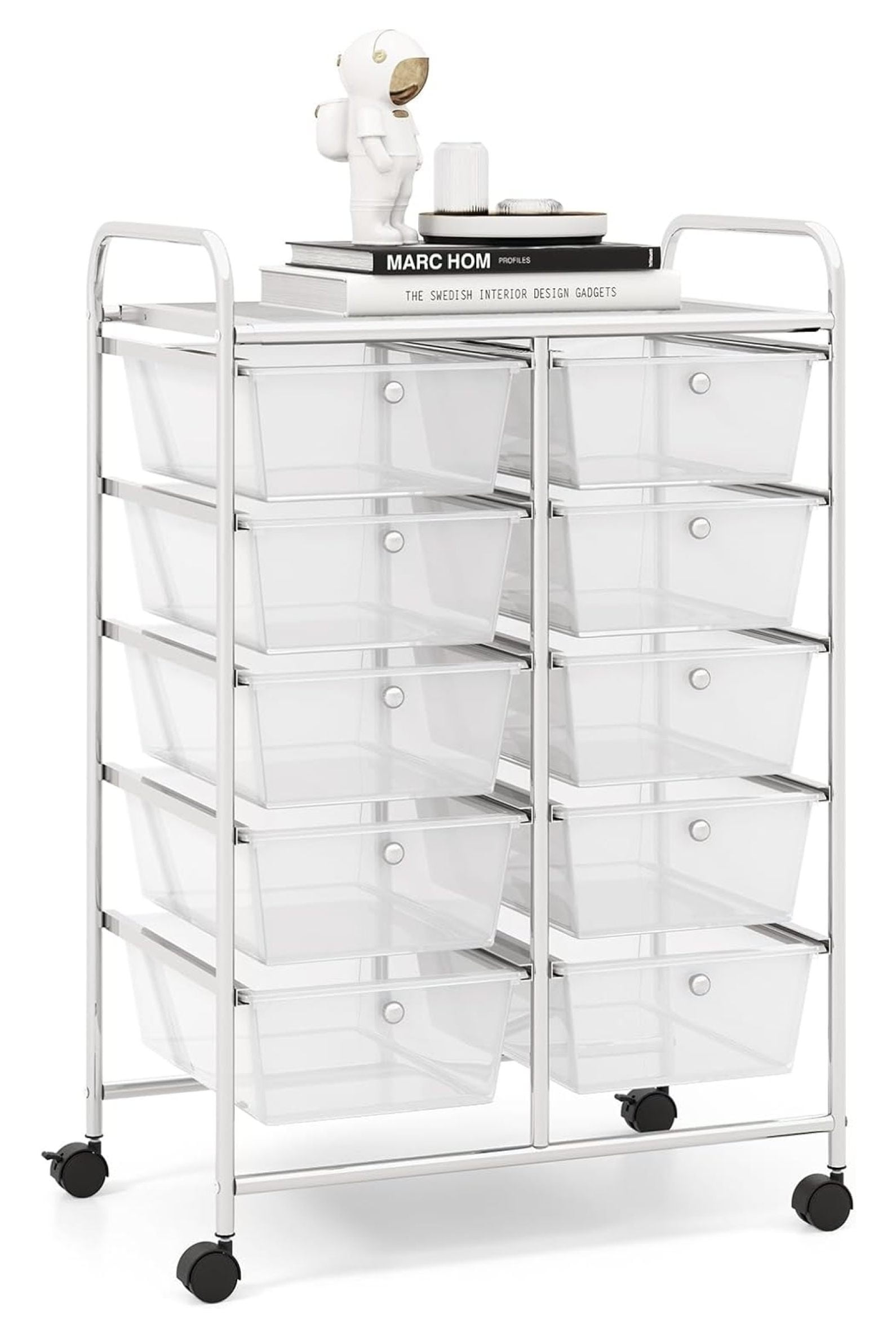 Rolling Storage Cart with 10 Drawers - Craft Storage Cart with Lockable ...