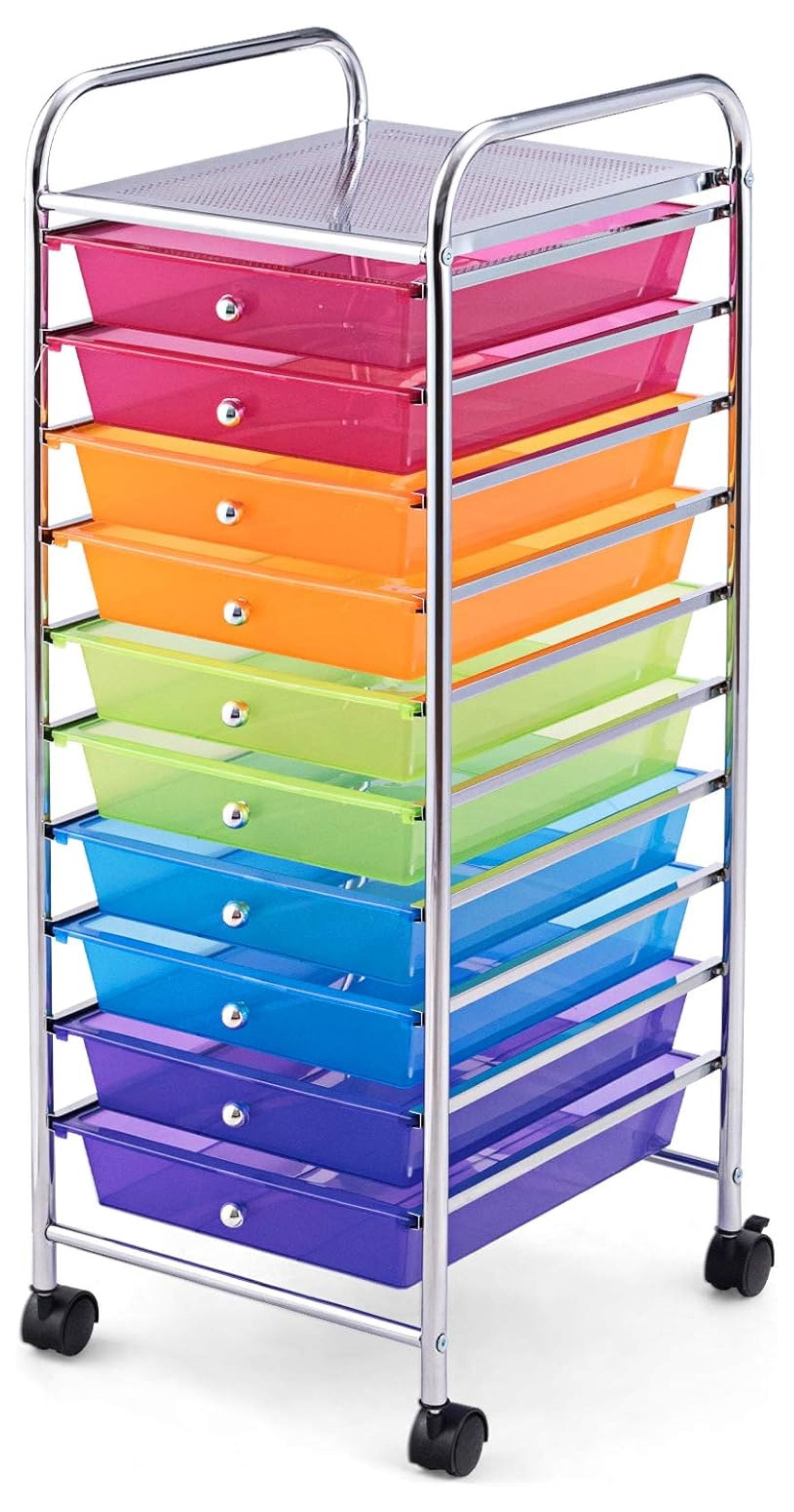 Rolling Storage Cart with 10 Drawers, Mobile Utility Cart Storage ...